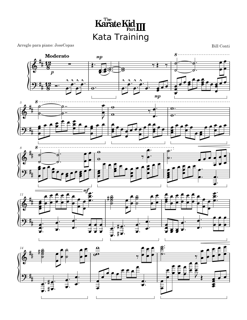 Kata Training – Bill Conti (Karate Kid: Part III) Sheet Music for Piano ...