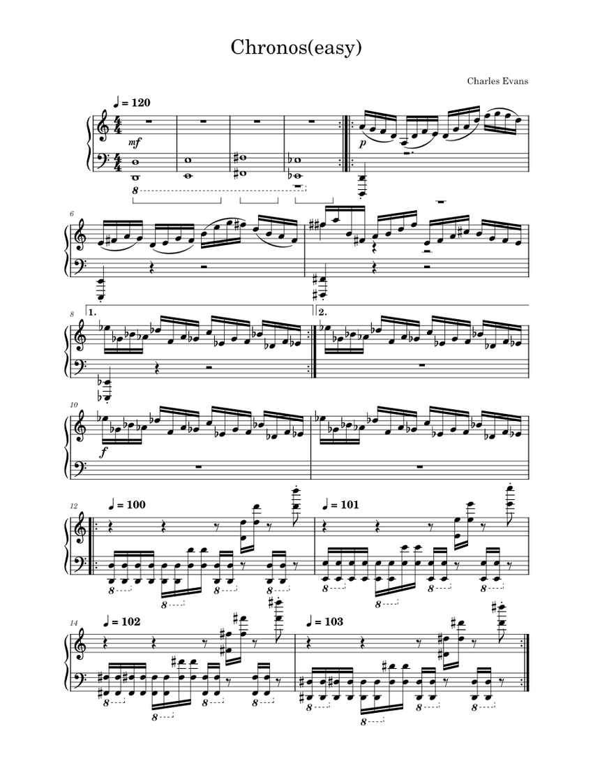 Chronos(easier) Sheet music for Piano (Solo) | Musescore.com