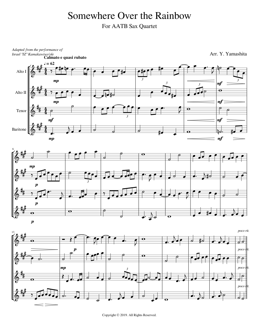 Somewhere Over the Rainbow Sheet music for Saxophone alto, Saxophone ...
