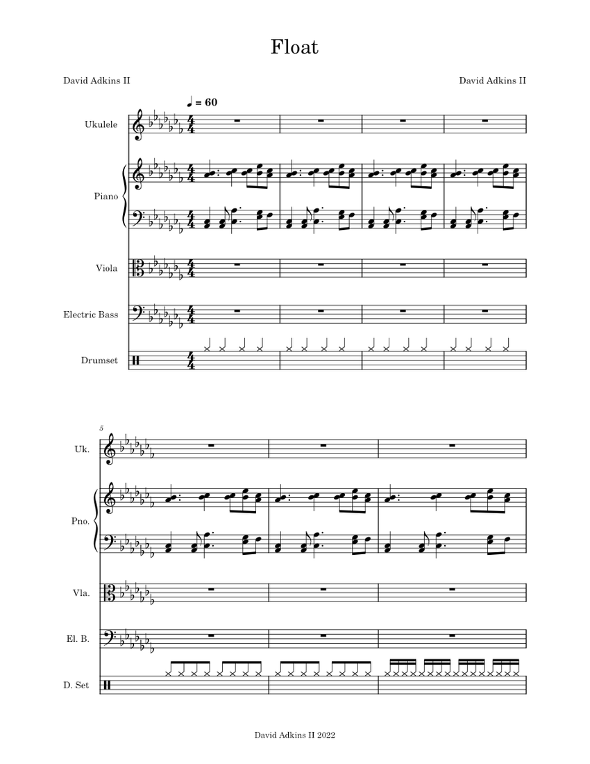 Float Sheet music for Piano, Viola, Bass guitar, Drum group & more ...