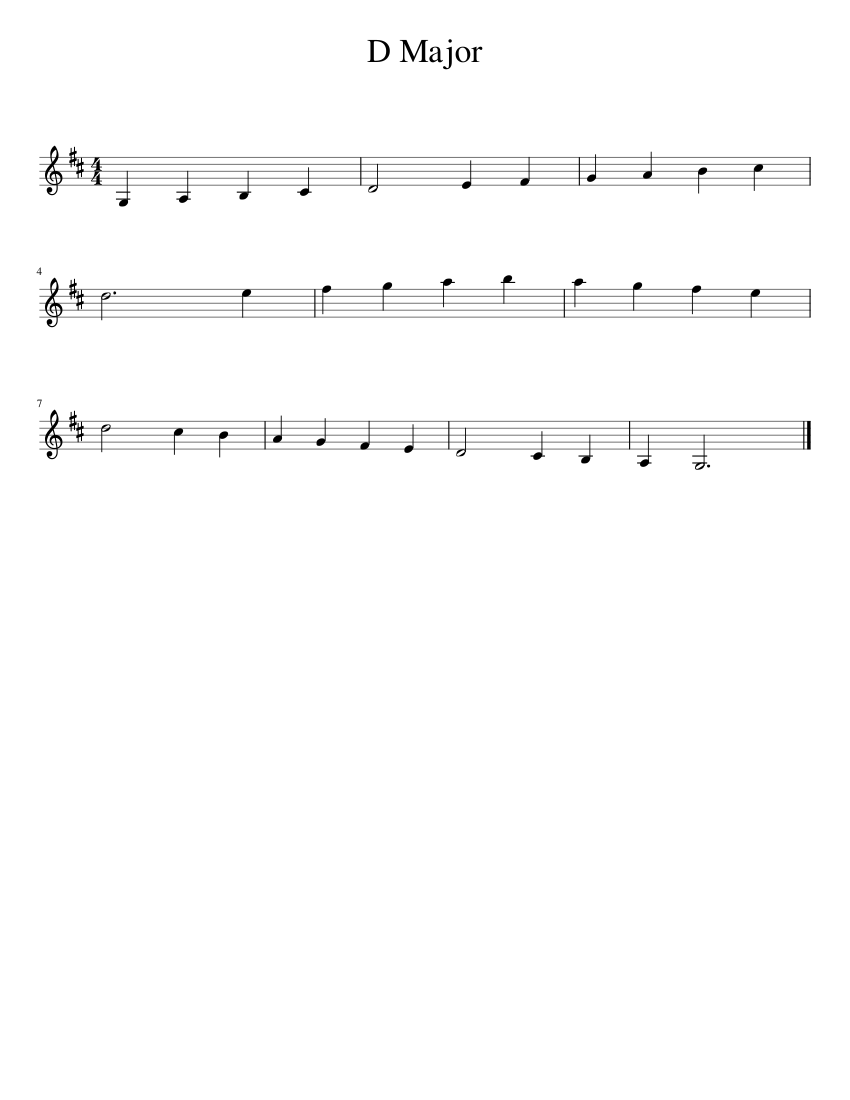 D Major Sheet music for Piano (Solo) Easy | Musescore.com