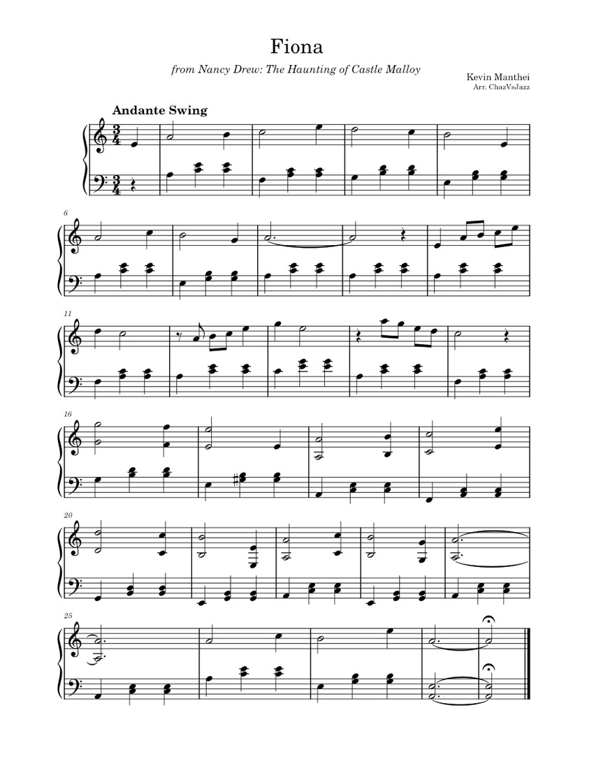 Fiona Sheet music for Piano (Solo) Easy | Musescore.com