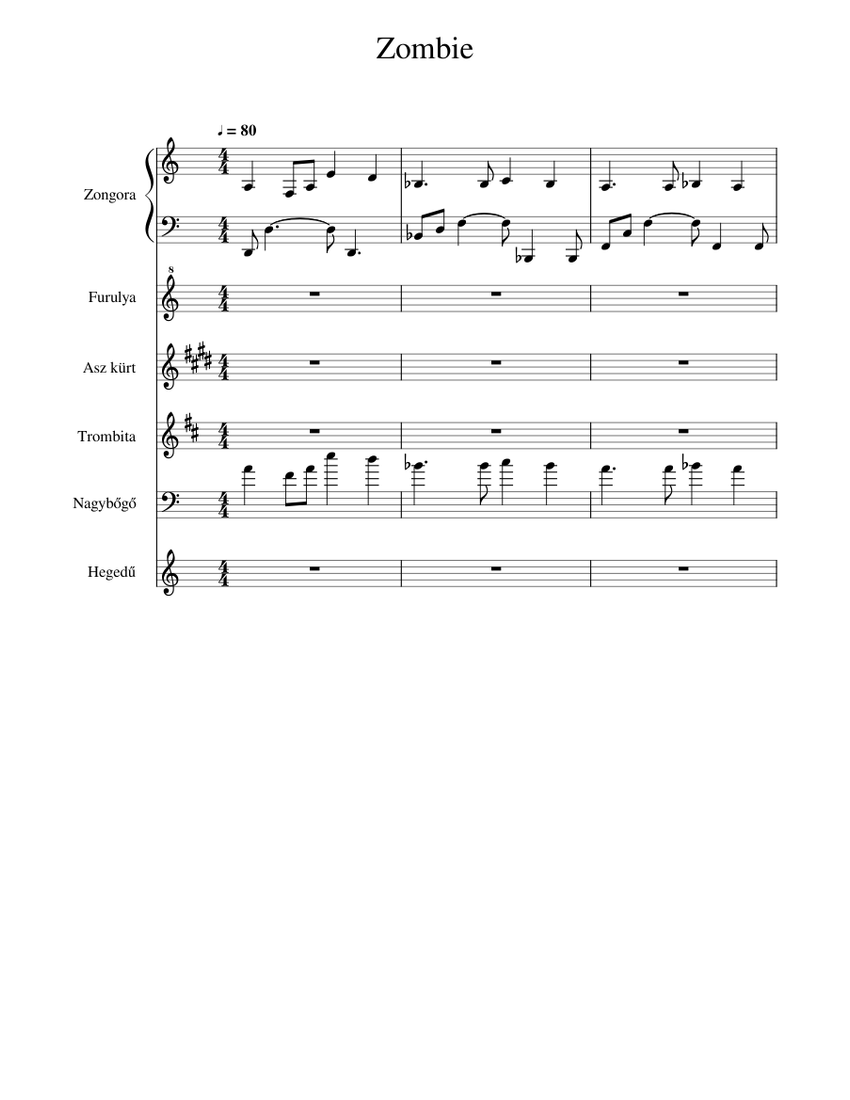 Zombie Sheet music for Piano, Contrabass, Violin, Recorder & more ...