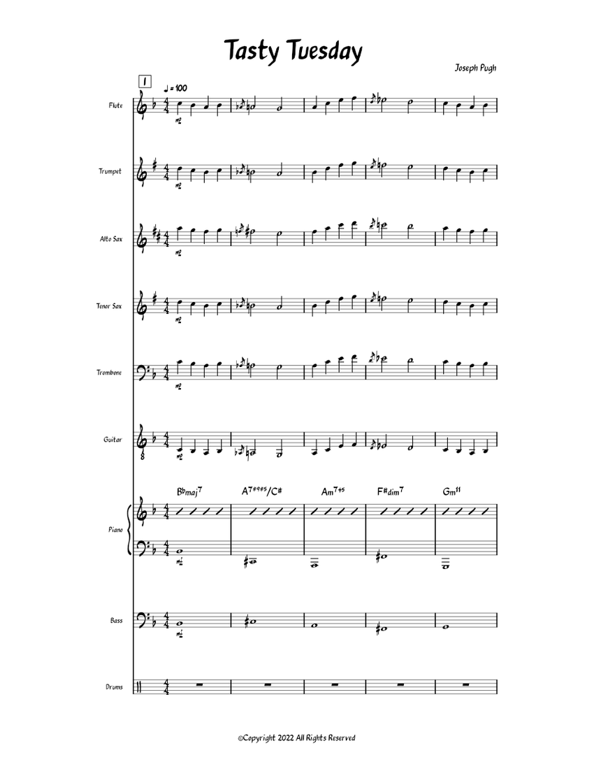 Tasty_Tuesday-Joseph Pugh Sheet Music with Chords for Piano, Trombone ...