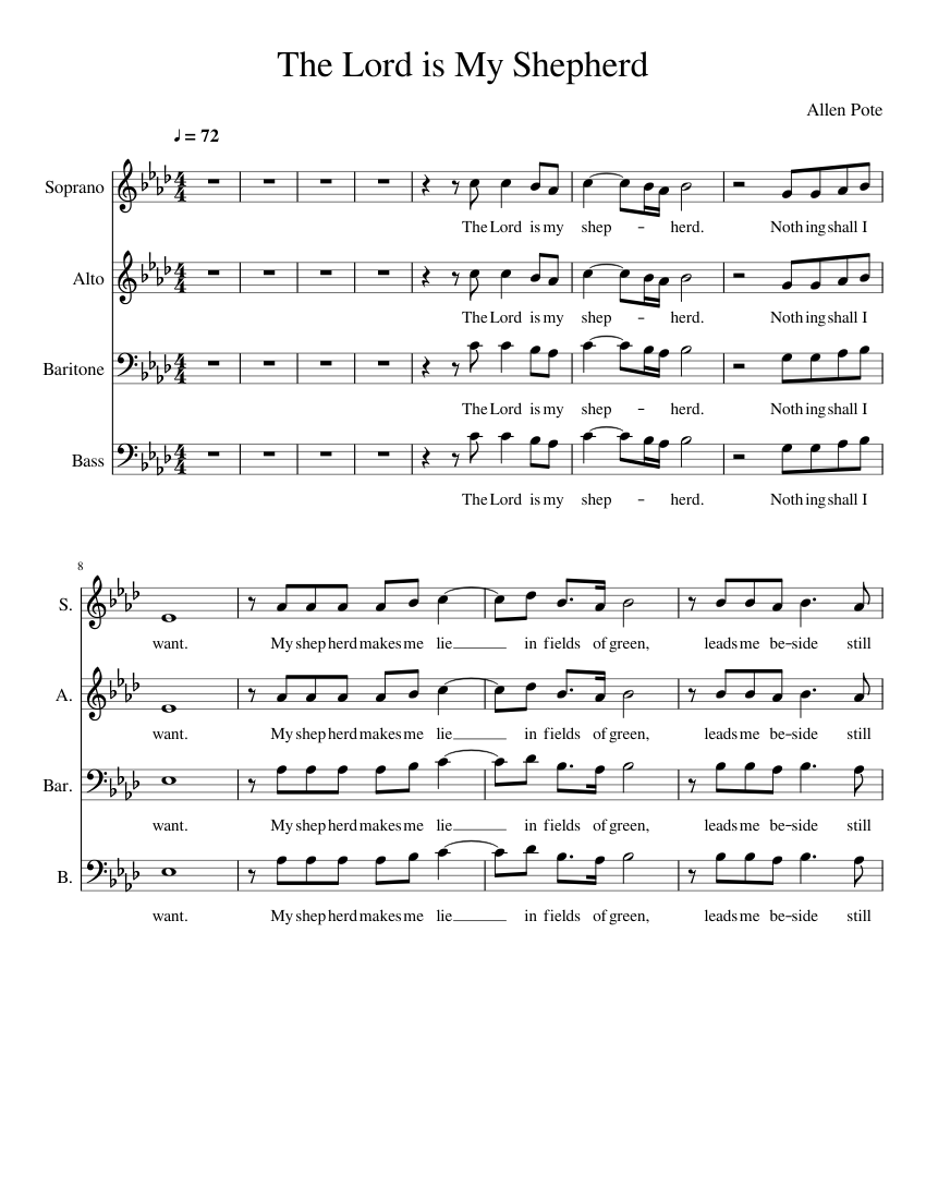 The Lord is My Shepherd Sheet music for Soprano, Alto, Bass voice ...