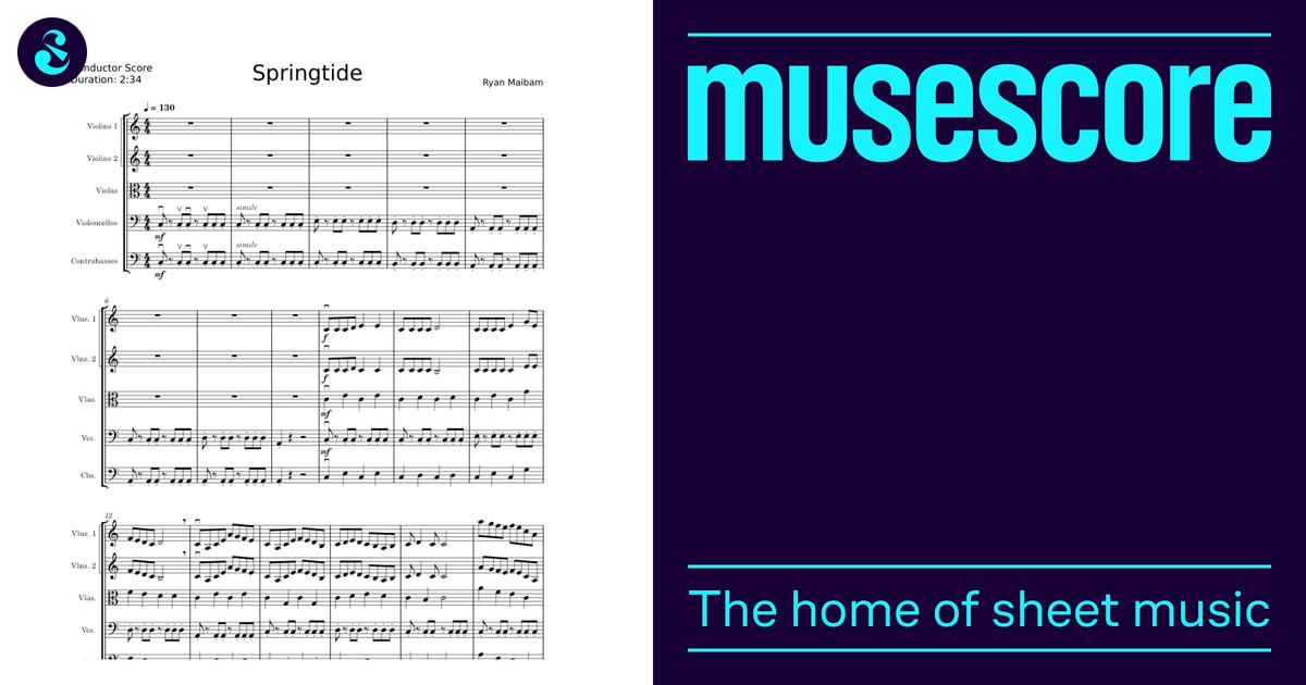 Springtide – Ryan Maibam Sheet music for Strings group (Mixed Quintet ...