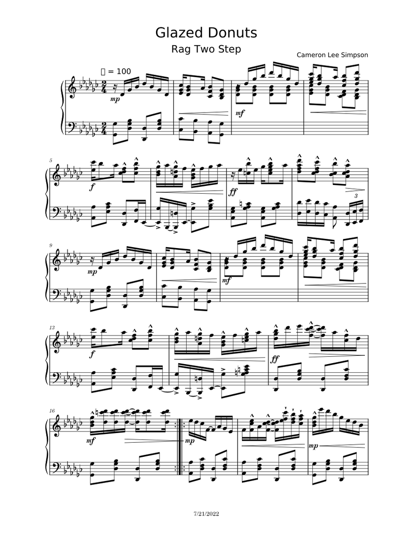 Glazed Donuts Sheet music for Piano (Solo) | Musescore.com