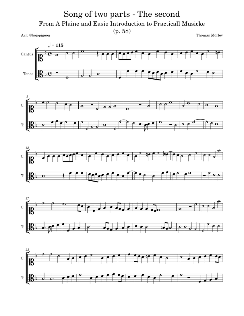 Song of two parts - The second – Thomas Morley Sheet music for Soprano ...