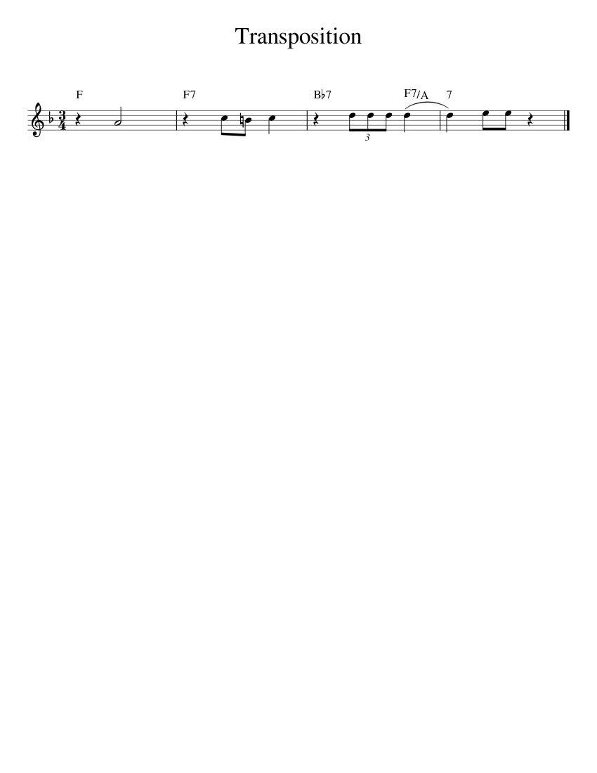 Transposition Sheet Music with Chords for Trumpet in b-flat (Solo ...