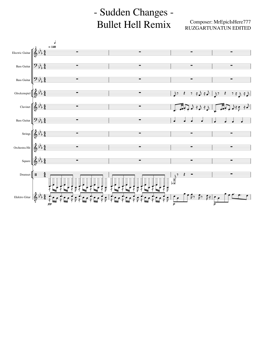 Sudden Changes Sans - Bullet Hell – MrEpicIsHere77 Sheet Music for ...