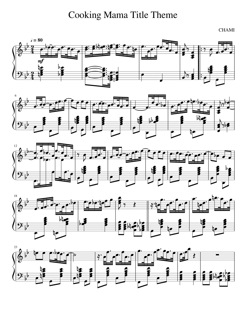 Cooking Mama - Title Theme Sheet Music for Piano (Solo) | MuseScore.com