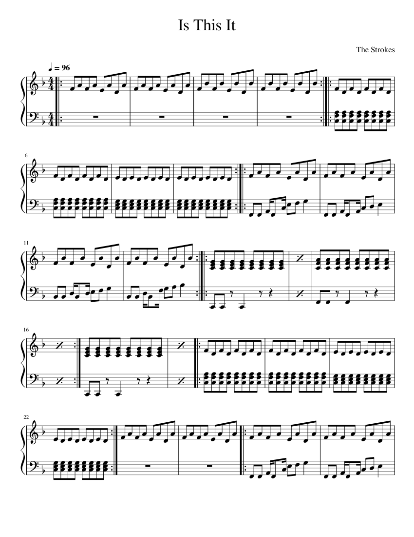 Is This It - The Strokes Sheet Music for Piano (Solo) | MuseScore.com