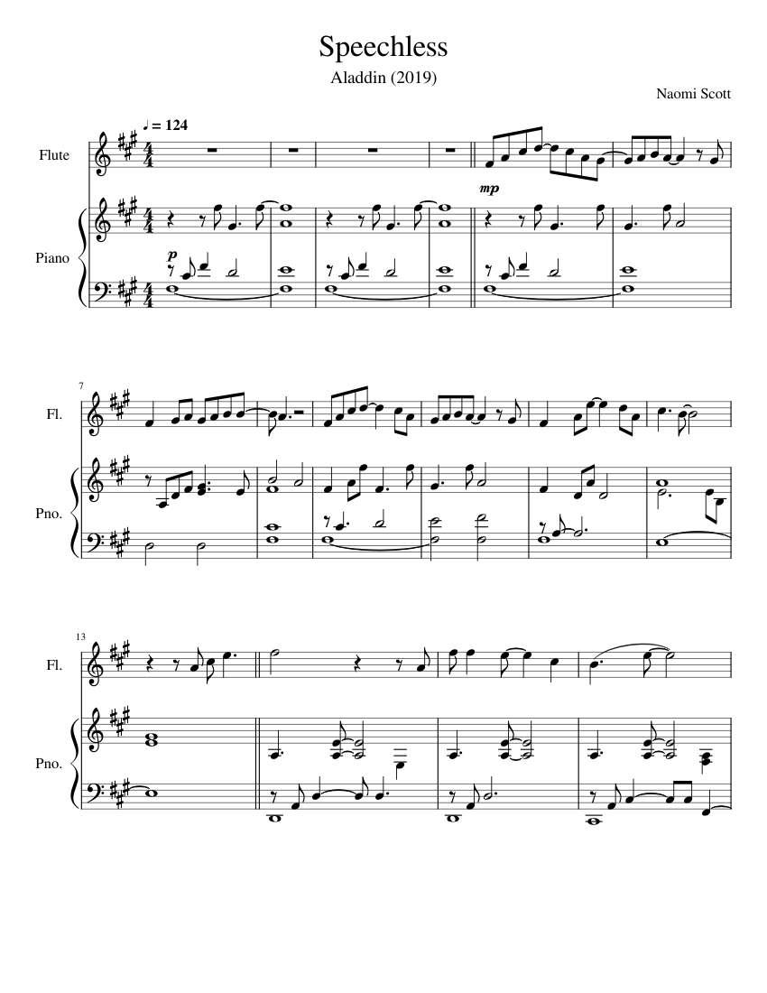 Speechless Sheet Music for Piano, Flute (Solo) | MuseScore.com