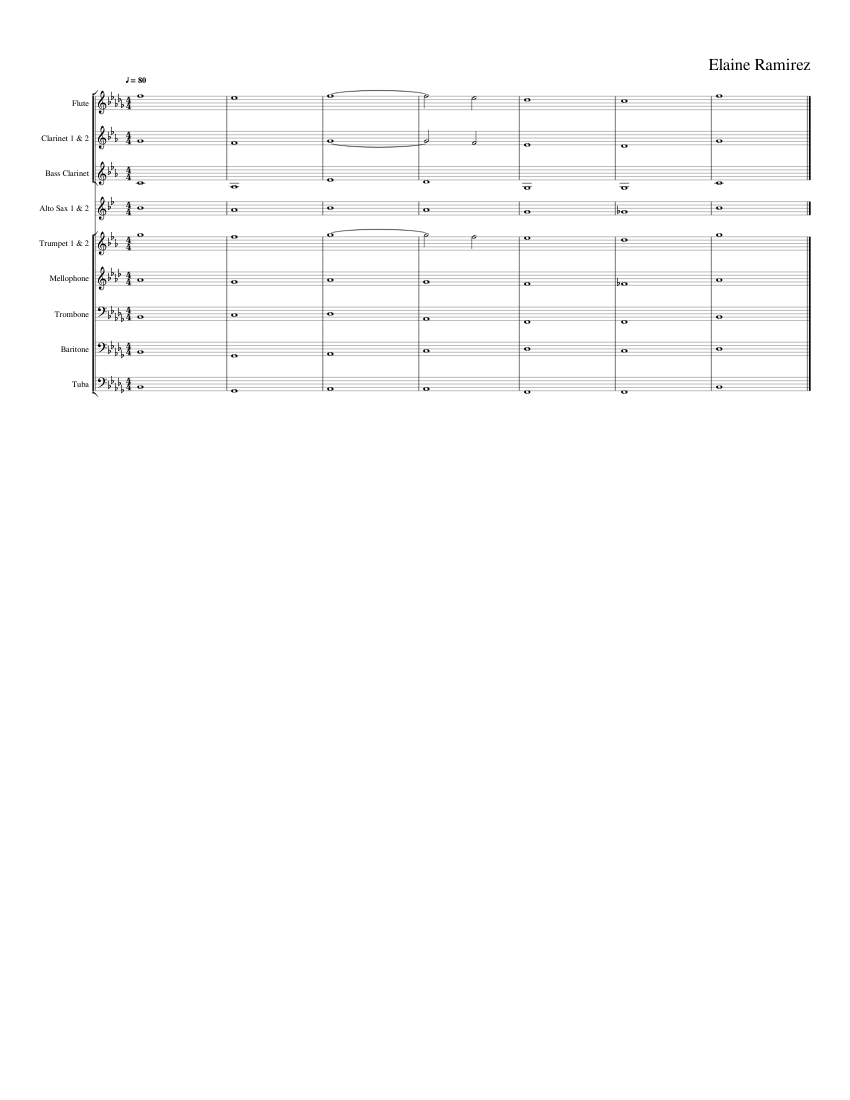 Long Tones in a Minor Sheet music for Trombone, Tuba, Flute piccolo ...