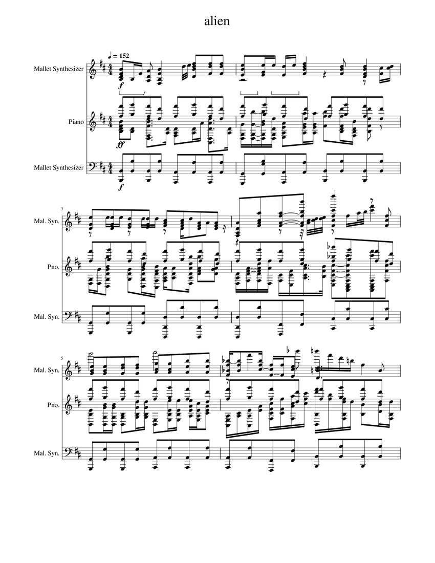 Alien Alien - Nayutalien Sheet music for Piano, Synthesizer (Mixed Trio ...