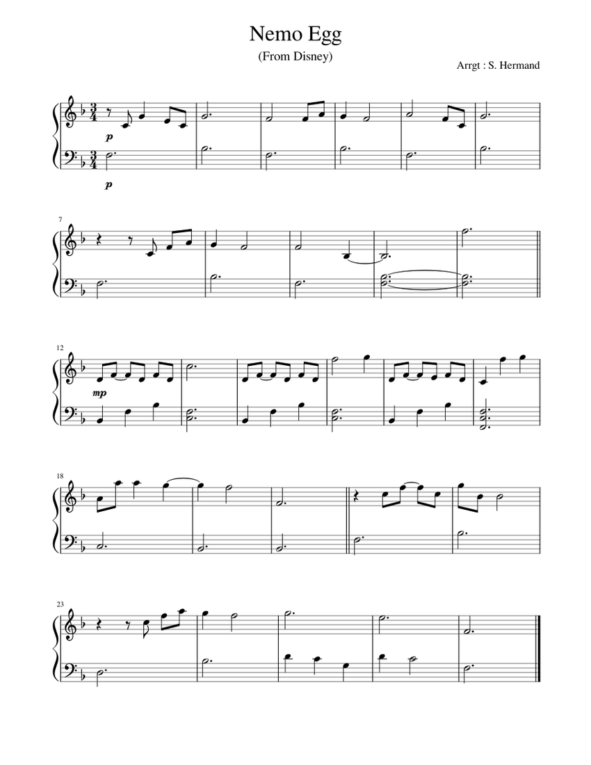 Nemo Egg Sheet music for Piano (Solo) Easy | Musescore.com