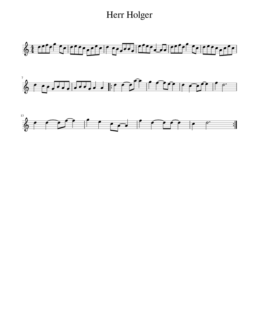 Herr Holger Sheet Music for Flute (Solo) | MuseScore.com