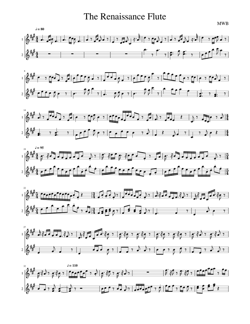 The Renaissance Flute Sheet music for Flute, Mandolin (Mixed Duet ...