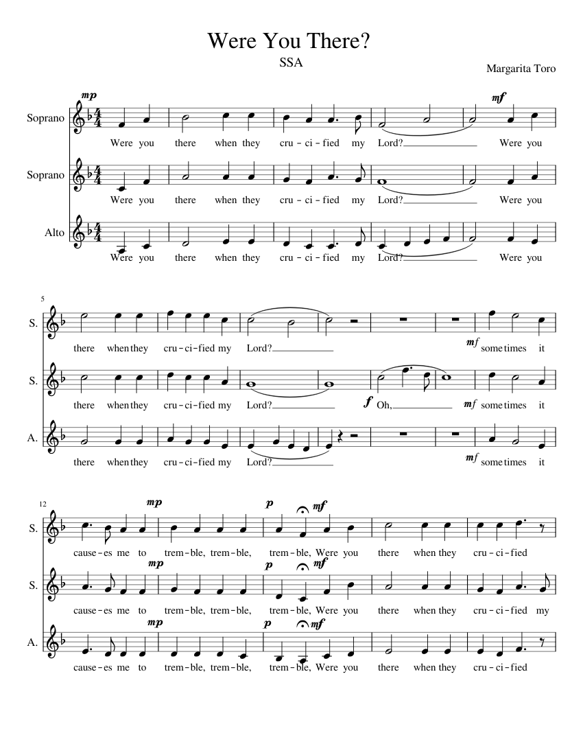 Were You There Sheet music for Soprano, Alto (Choral) | Musescore.com