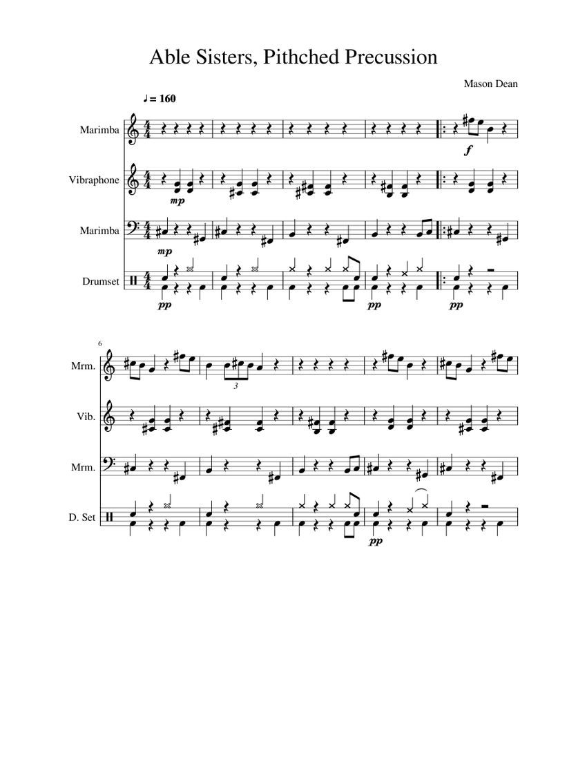 Able Sisters – Kazumi Totaka Able Sisters, Pitched Percussion Sheet music for Vibraphone, Drum ...