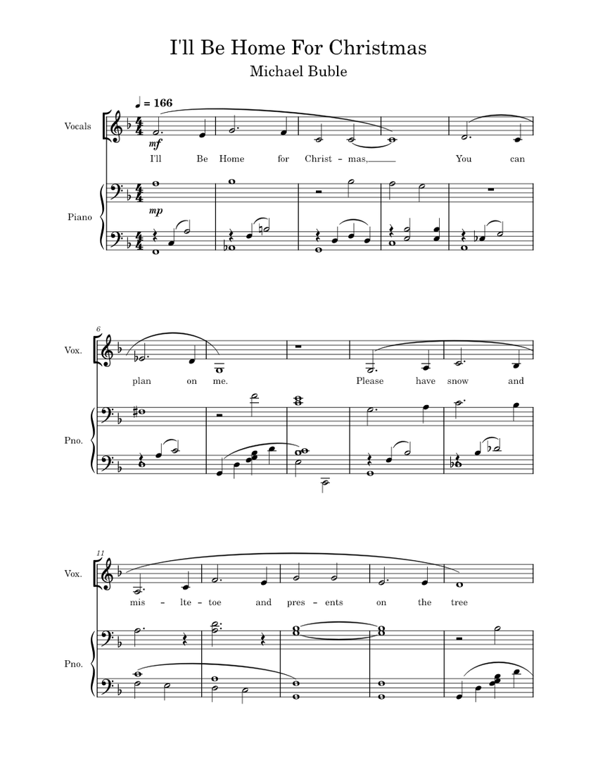 I'll Be Home For Christmas – Michael Bublé Sheet Music for Piano (Piano ...