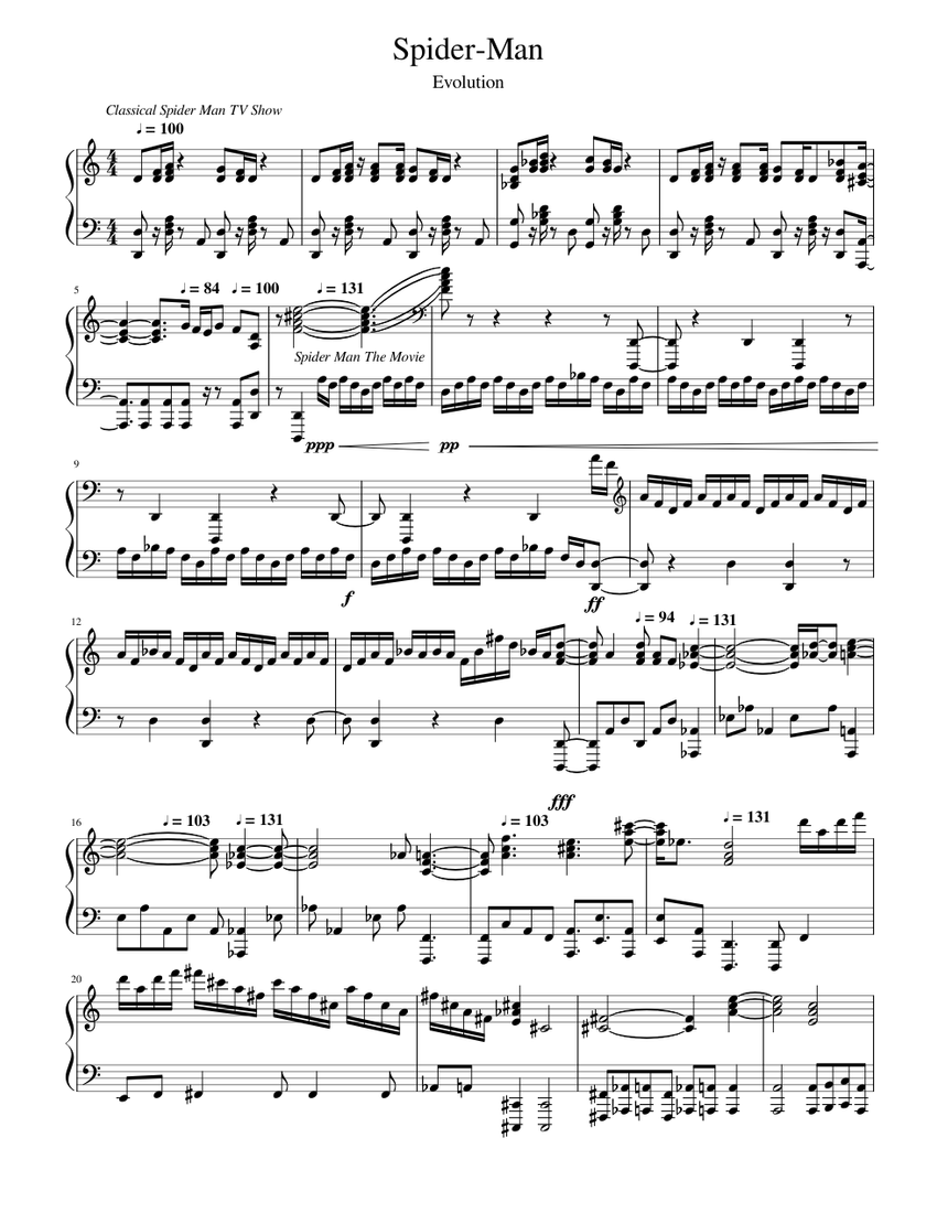 Spider-Man Sheet music for Piano (Solo) | Musescore.com