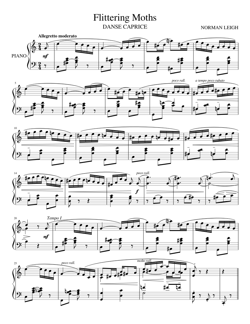 Flittering Moths (1923) Sheet music for Piano (Solo) | Musescore.com