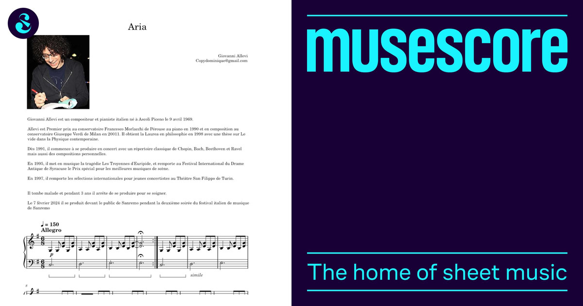 Aria - Giovanni Allevi Sheet Music for Piano (Solo) | MuseScore.com
