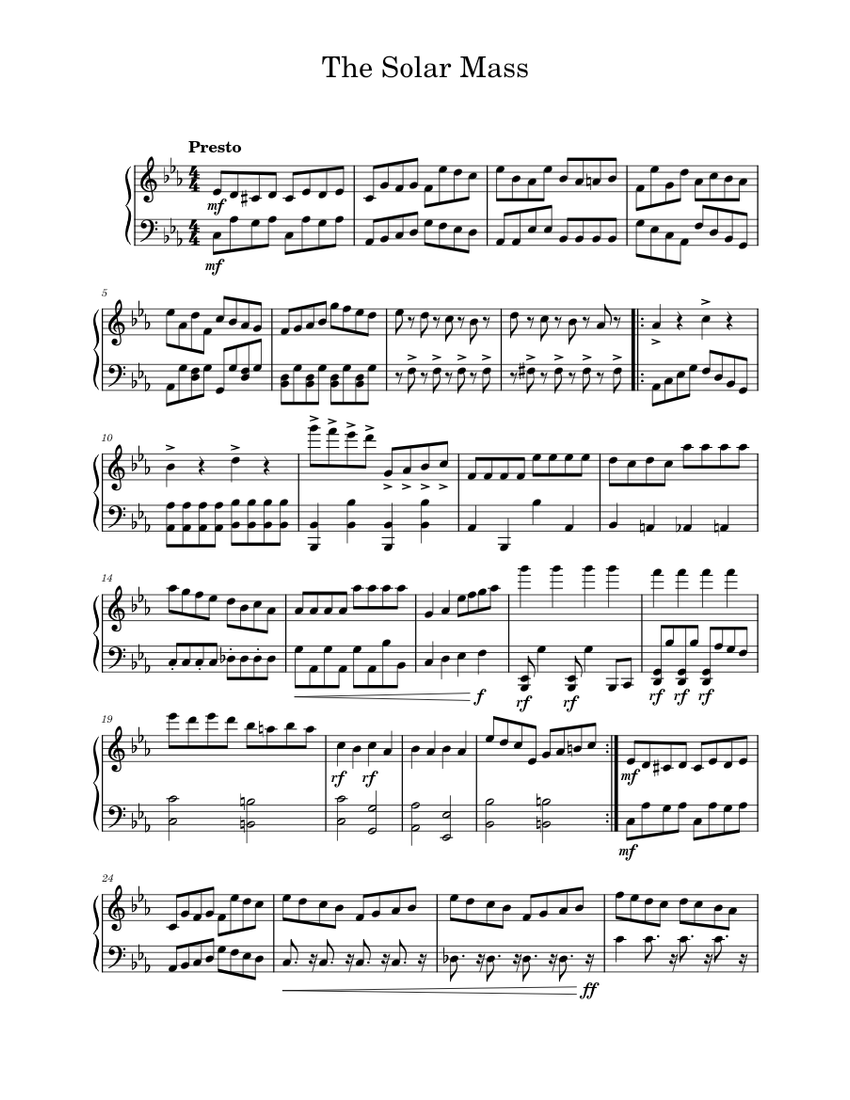 Impromptu no 1 in C Minor ‚The Solar Mass’ Op. 3 Sheet Music for Piano ...