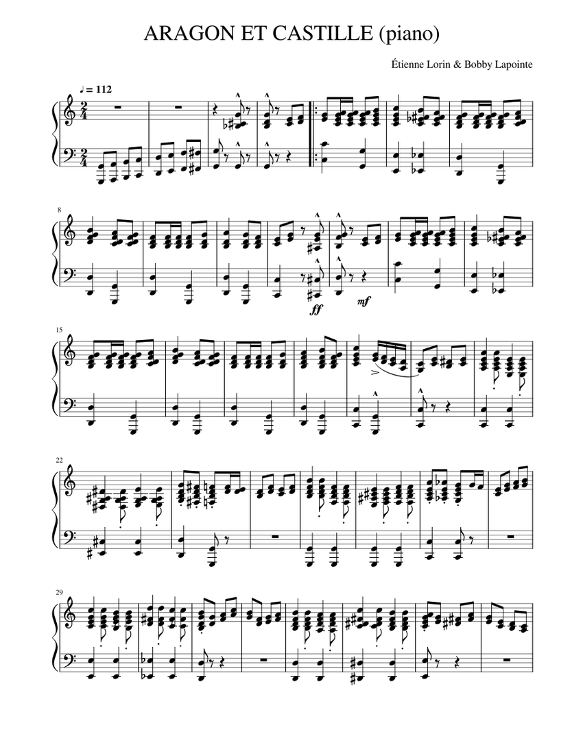 ARAGON ET CASTILLE (piano) Sheet music for Piano (Solo) | Musescore.com