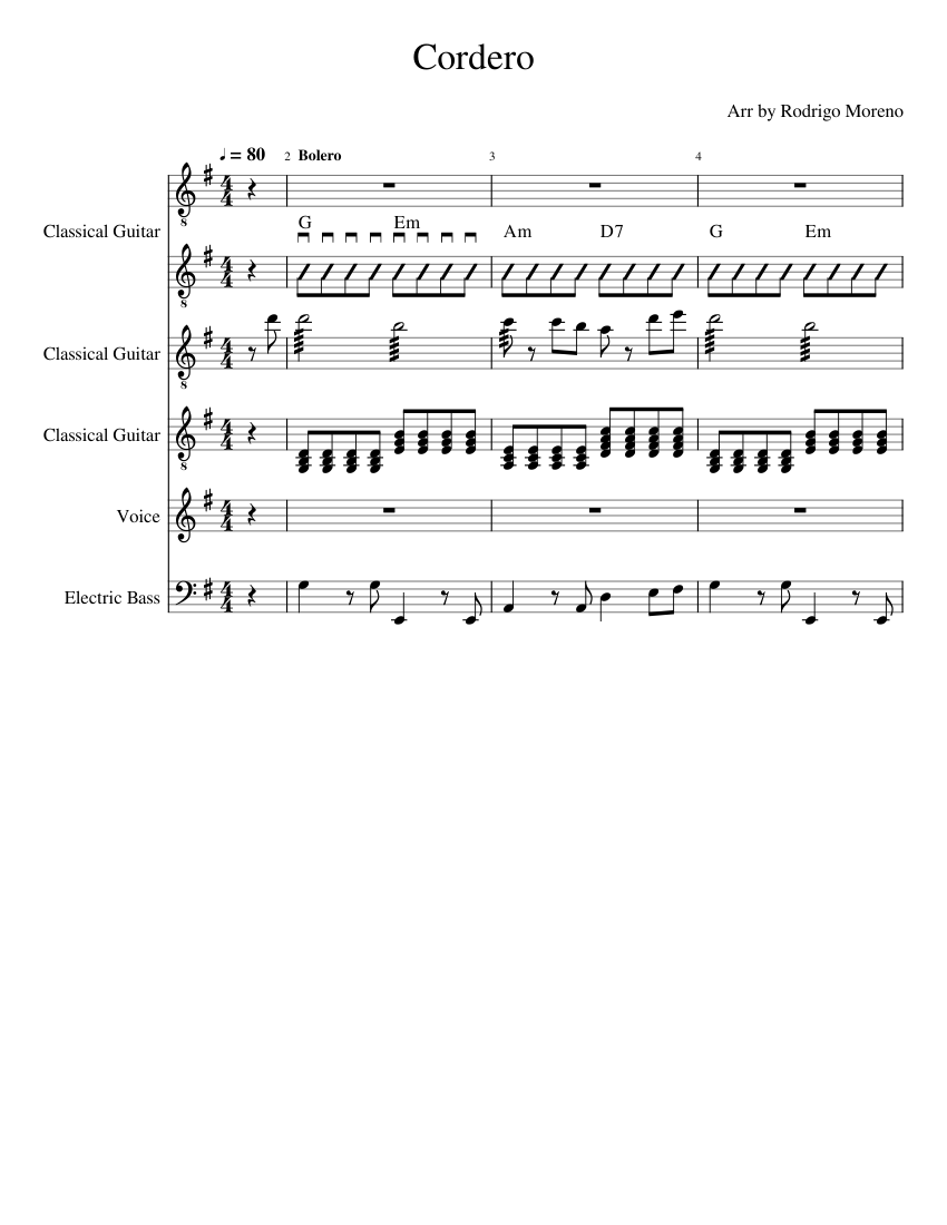 Cordero Sheet Music with Chords for Vocals, Guitar, Bass guitar (Church ...