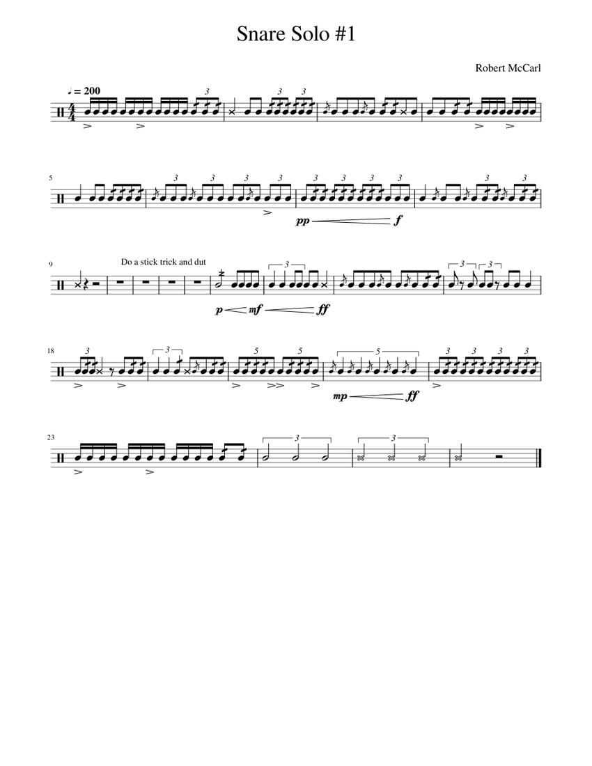 Snare Solo #1 Sheet music for Snare drum (Solo) | Musescore.com