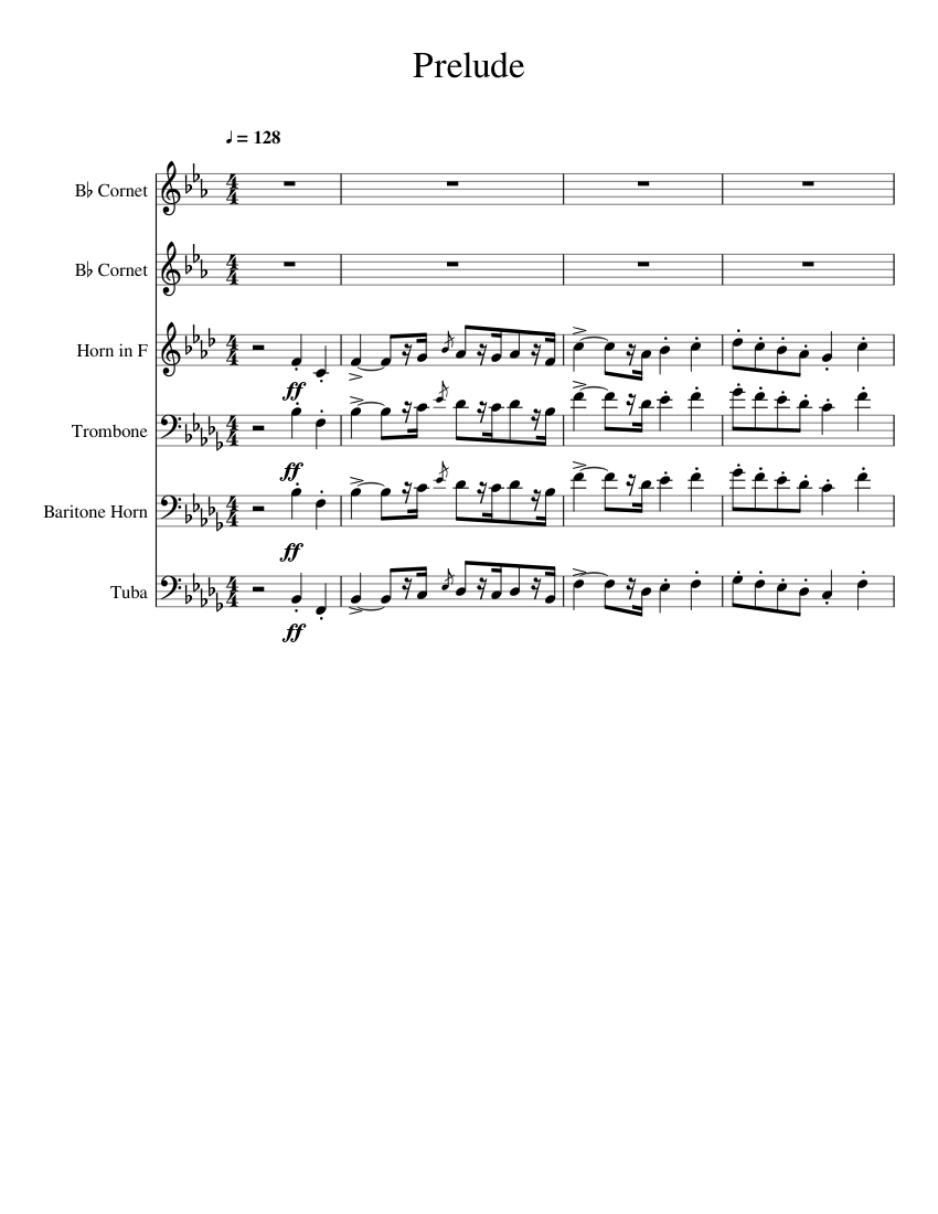 Prelude Sheet music for Trombone, Cornet, Tuba, French horn & more ...