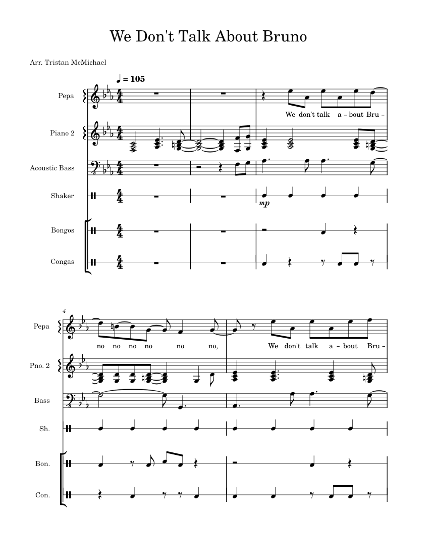 We Don't Talk About Bruno – Lin-Manuel Miranda Sheet Music for Piano ...