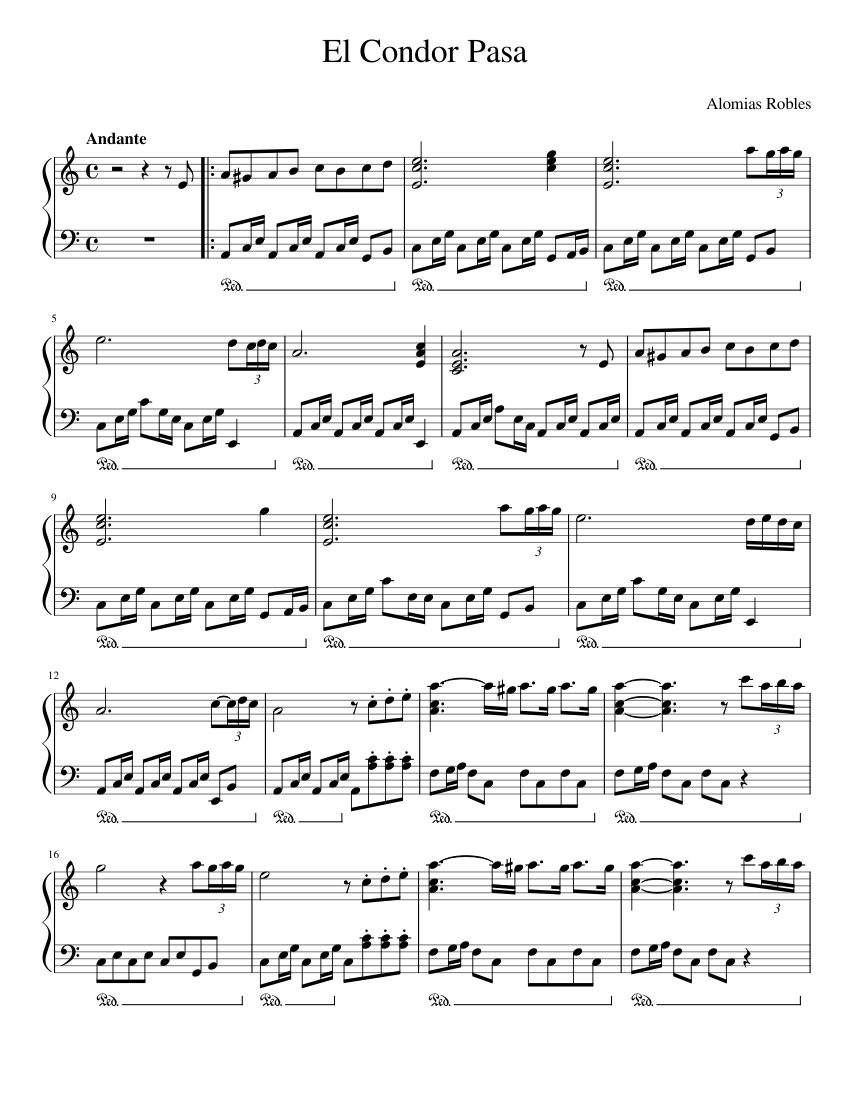 EL CONDOR PASA Sheet Music for Piano (Solo) | MuseScore.com