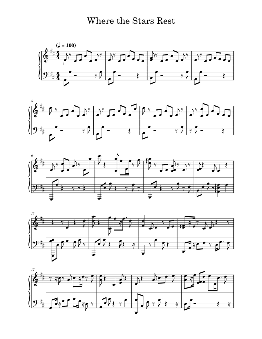 Maplestory - Where the Stars Rest Sheet Music for Piano (Solo ...