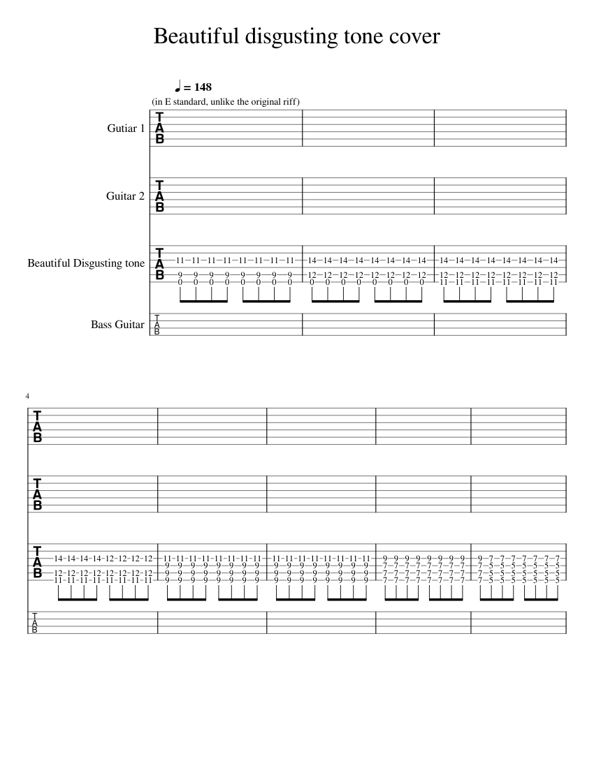 Beautiful Disgusting Tone - cover Sheet music for Guitar, Bass guitar ...