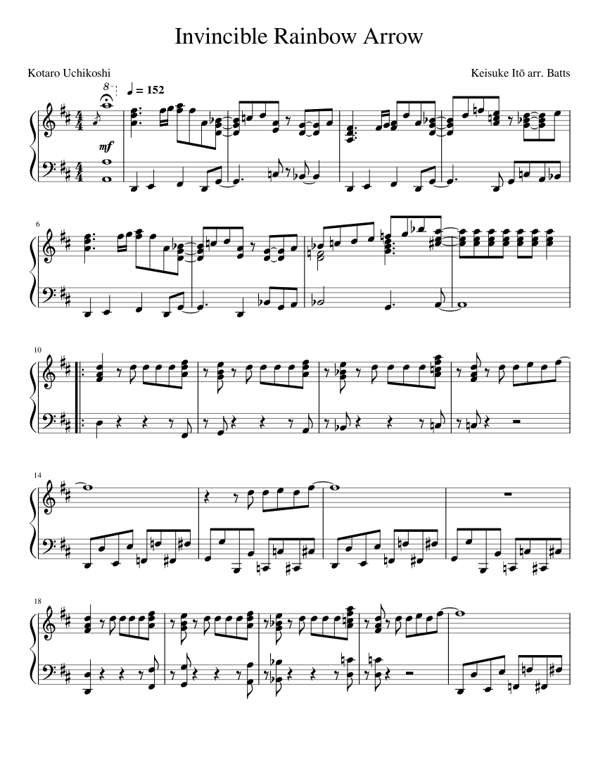 Invincible Rainbow Arrow (AI: The Somnium Files) Sheet Music for Piano ...