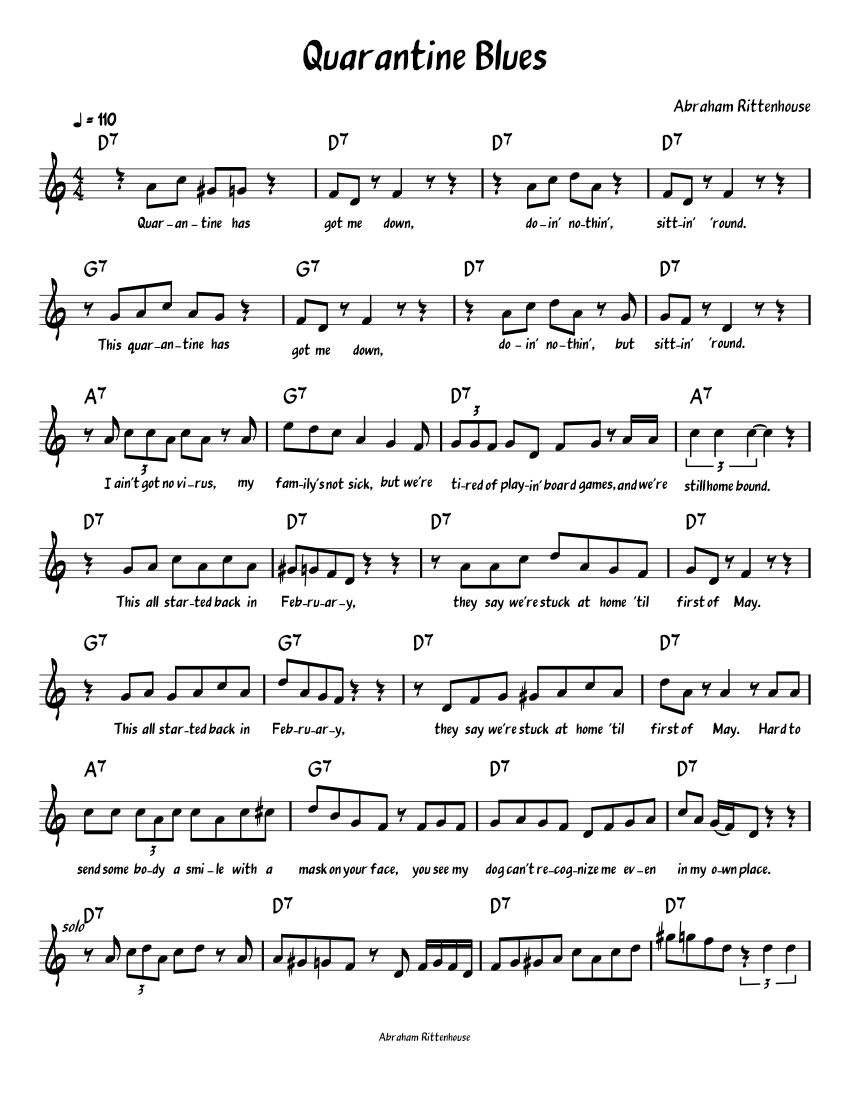Quarantine Blues Sheet music for Piano (Piano-Voice) Easy | Musescore.com
