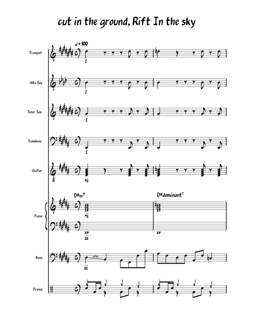 Cut In The Ground, Rift In The Sky Sheet music for Piano, Trombone ...