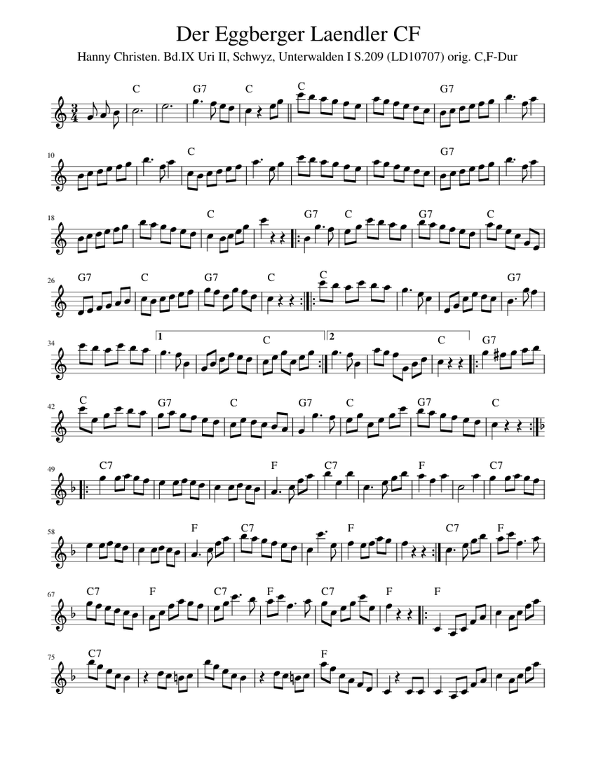 Der Eggberger Laendler CF Sheet music for Piano (Solo) | Musescore.com