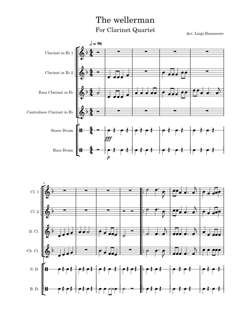 Wellerman – The Longest Johns Clarinet Sheet Music for Clarinet in b ...