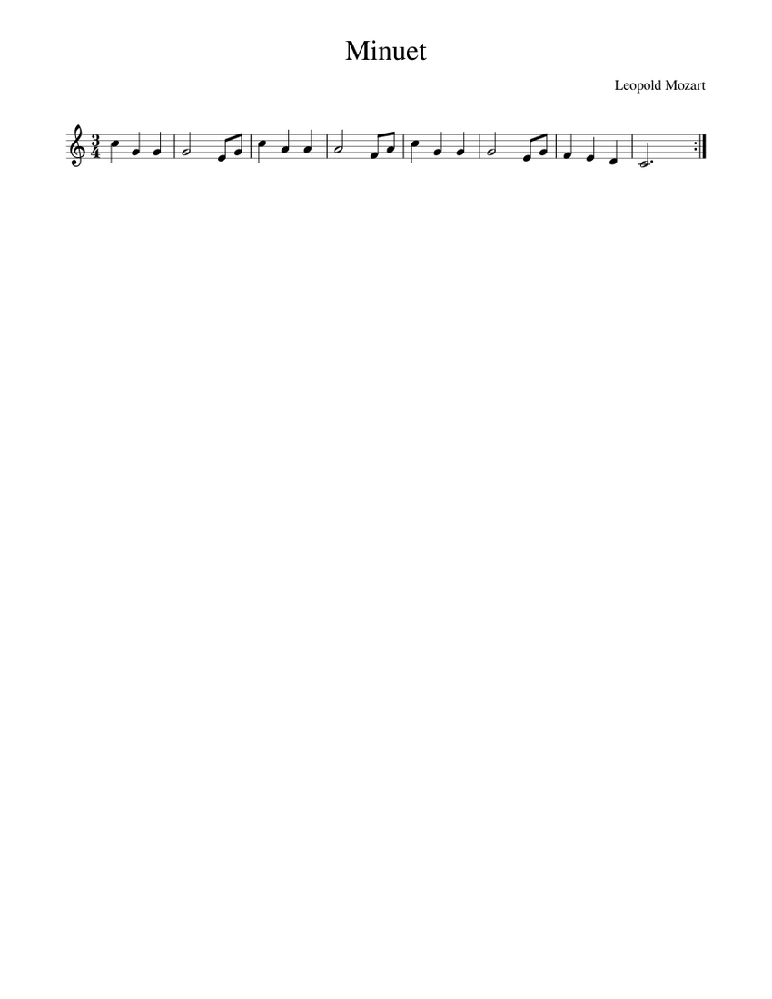 Minuet Leopold Mozart Sheet Music for Flute (Solo) | MuseScore.com