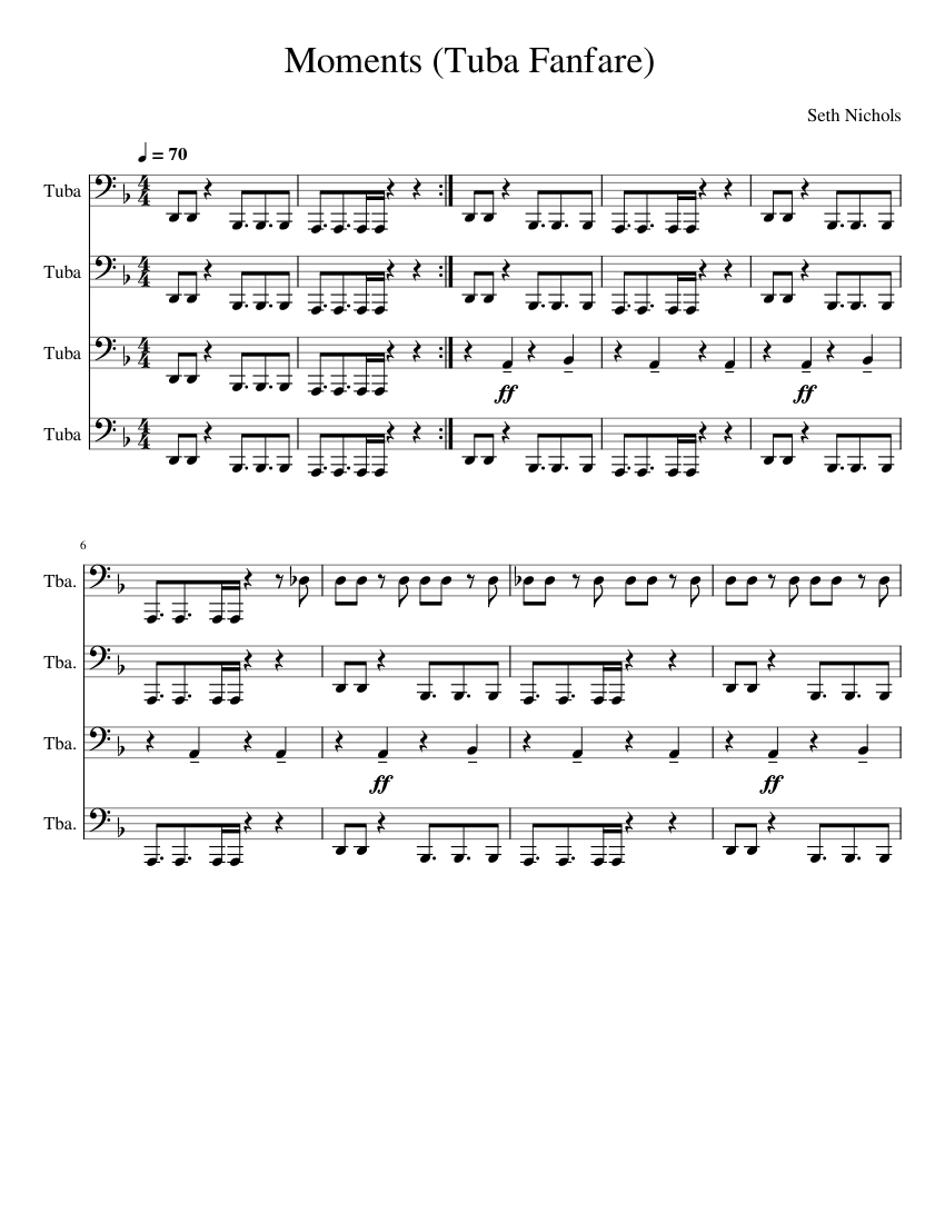 Moments Tuba Score Sheet music for Tuba (Marching Band) | Musescore.com
