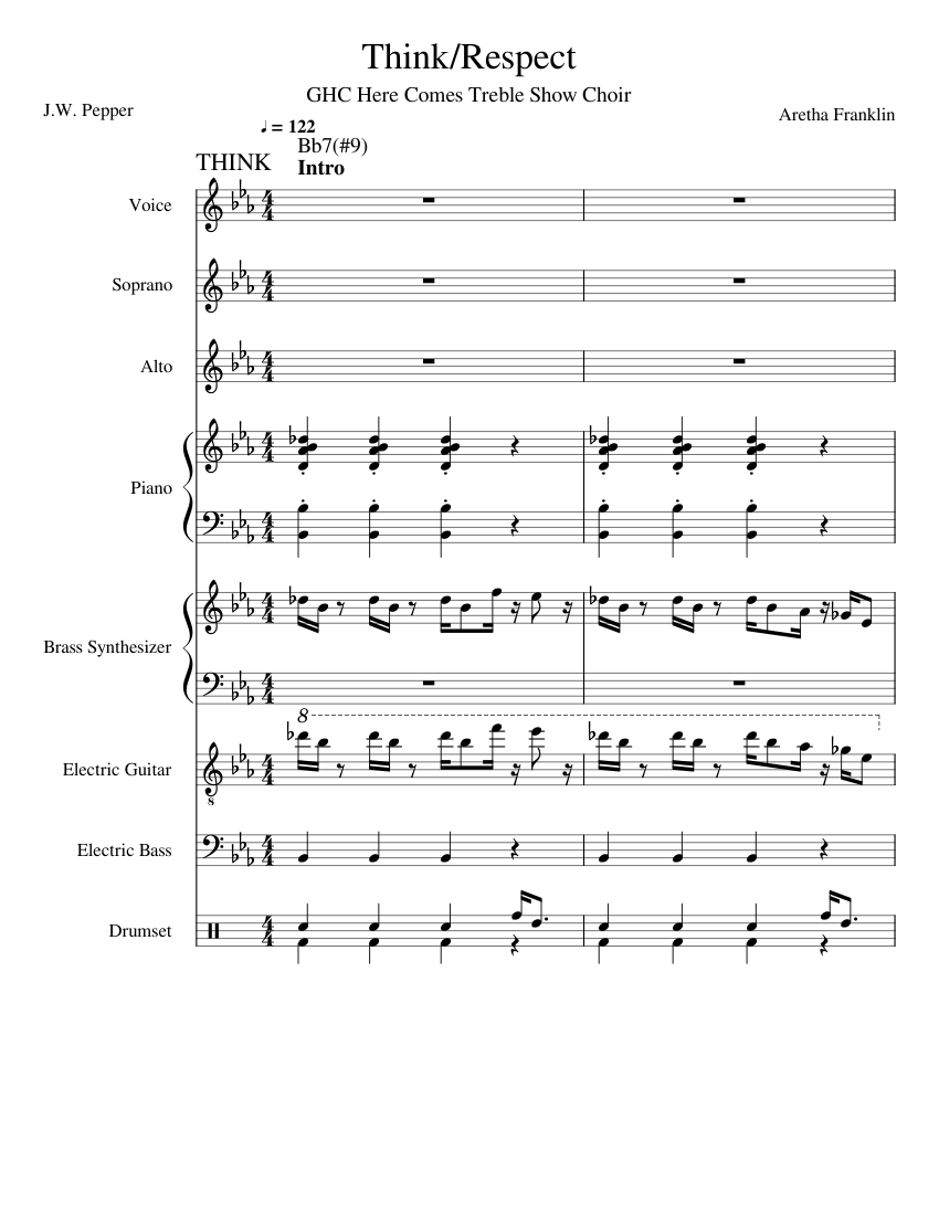Think/Respect Full Score Sheet Music for Piano, Soprano, Alto, Vocals ...