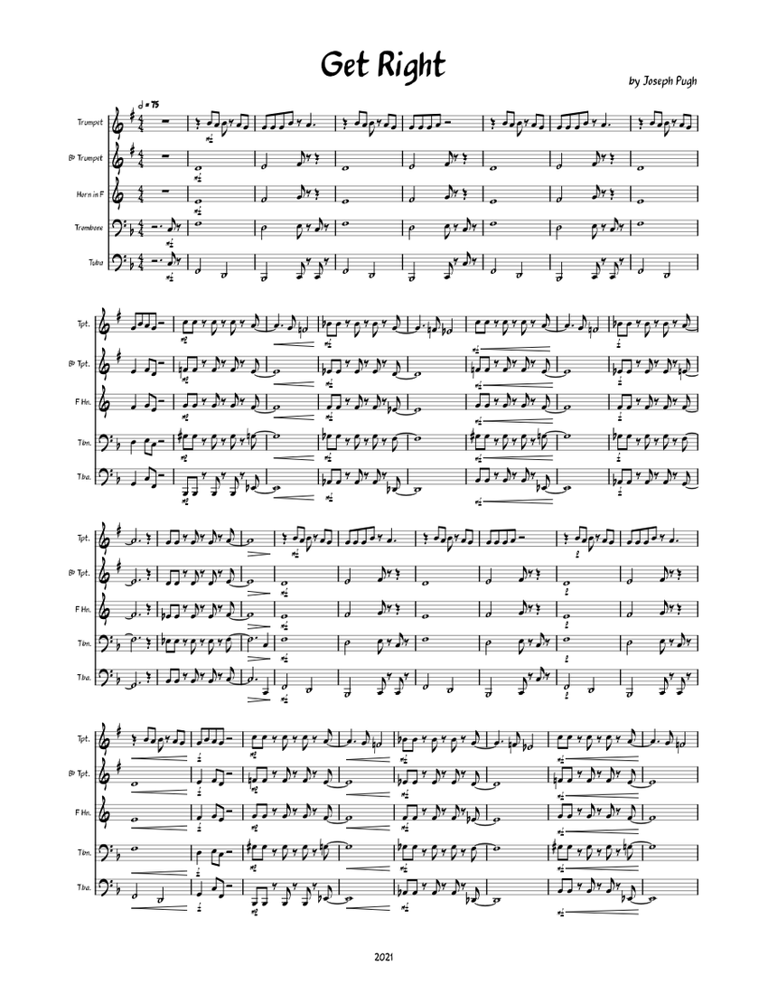 Get_Right-Joseph Pugh Sheet music for Trombone, Tuba, Trumpet in b-flat ...