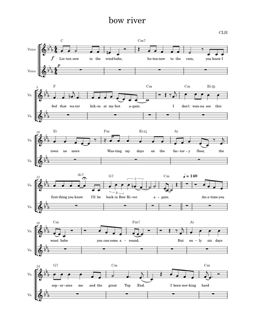 Bow river – Cold Chisel Sheet music for Vocals (Solo) | Musescore.com