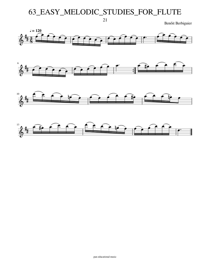 63_EASY_MELODIC_STUDIES_FOR_FLUTE Sheet music for Flute (Solo ...
