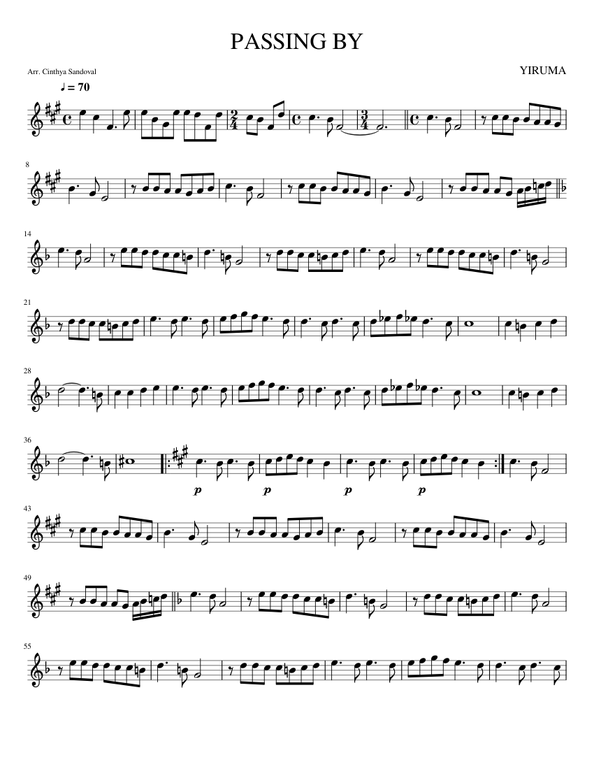PASSING BY Sheet music for Violin (Solo) | Musescore.com