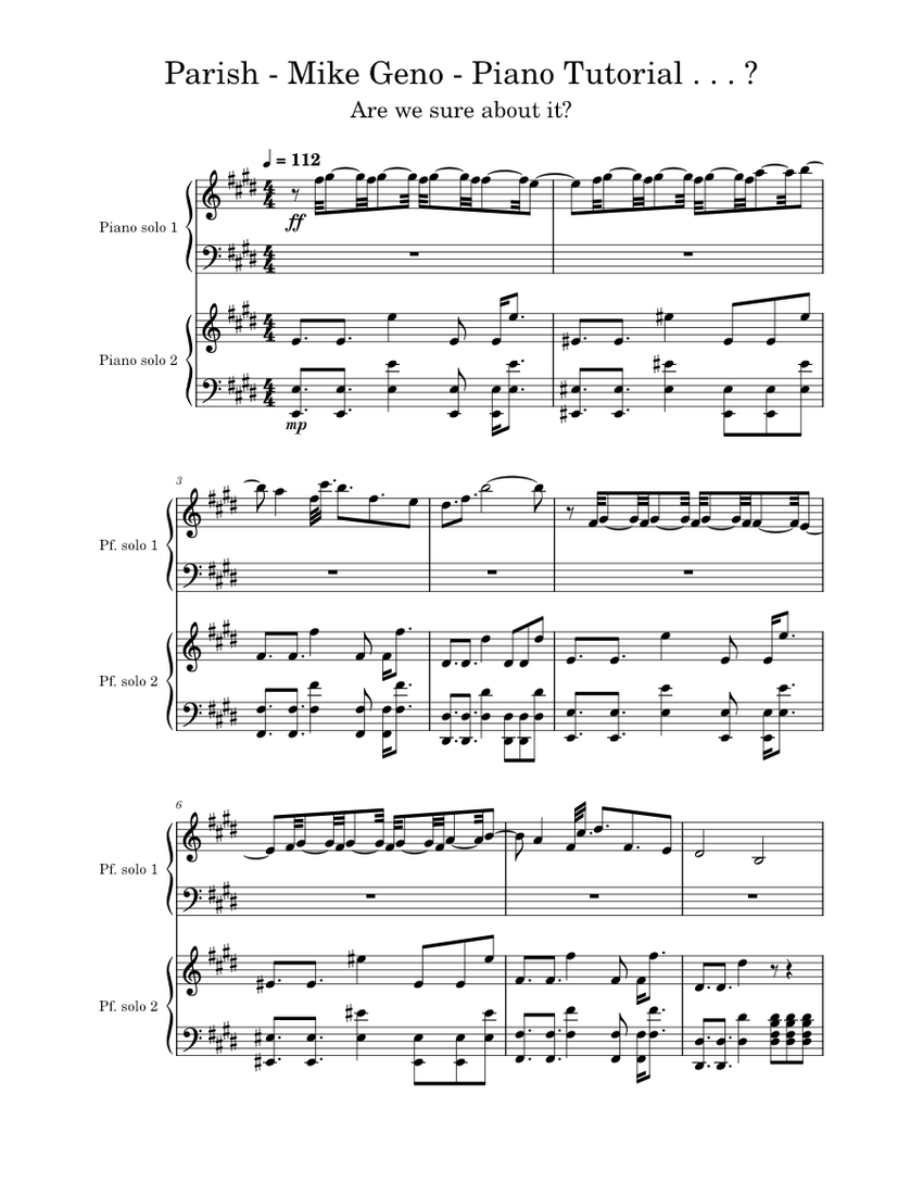 Parish – Mike Geno - Piano Tutorial . . . ? Sheet music for Piano ...